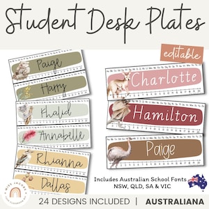 AUSTRALIANA Student Desk Plates Editable Classroom Decor - Etsy