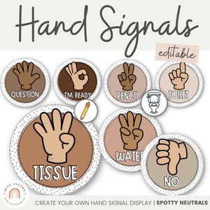 Hand Signals Posters SPOTTY NEUTRALS Classroom Decor - Etsy