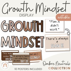 Modern Growth Mindset Display | Ombre Neutrals Classroom Decor ...
