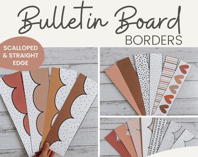 BULLETIN BOARD BORDERS - Neutral Boho Collection | Class Bulletin Décor ...