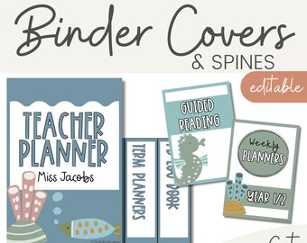 Binder Covers and Spines: Cute Sea Life Classroom Folder Covers ...