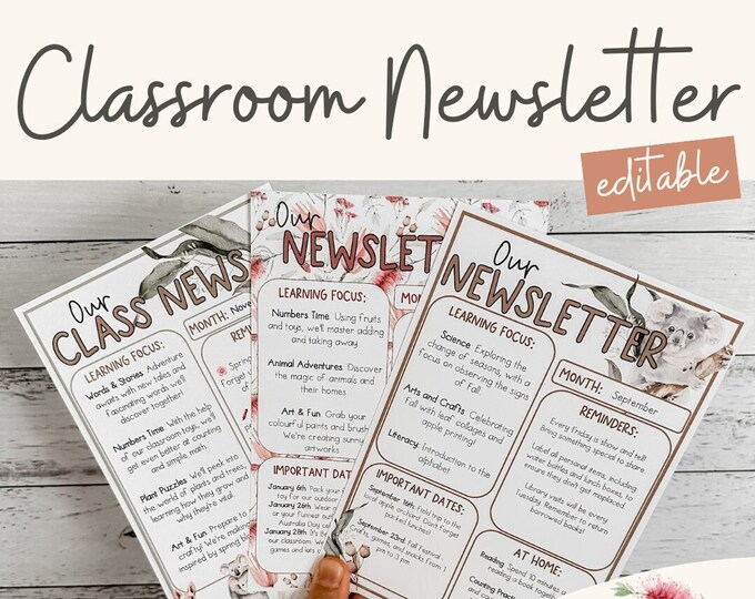 Classroom Newsletter Templates | Editable | Australiana Classroom Theme ...