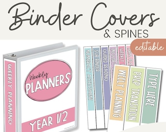 Editable Binder Covers and Spines bright Rainbow Accents Classroom ...