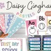 Student Desk Plates & Supply Labels Daisy Gingham Pastels Classroom ...