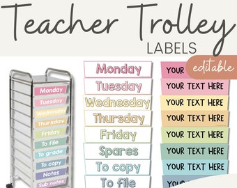 Custom Labels for Rainbow Rolling Teacher Cart / Teacher Drawer Labels ...