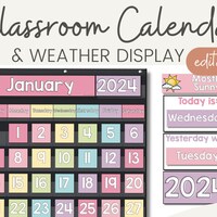 Classroom Calendar and Weather Display | PASTELS | Editable - Etsy