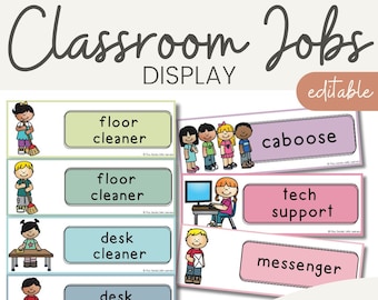 Fully Editable Classroom Jobs - Job Chart - Fun Classroom Decor - Etsy