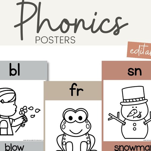 NEUTRAL Phonics Posters Boho Color Palette Neutral - Etsy