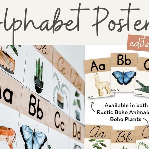 Modern Boho Plants Alphabet Posters Rustic Boho Classroom - Etsy Canada
