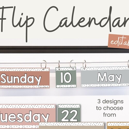 Flip Calendar Boho Rainbow Classroom Decor Classroom - Etsy