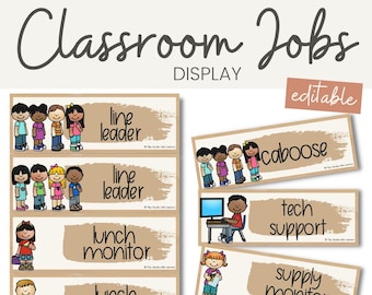 BOHO RAINBOW Classroom Jobs Display Editable Neutral - Etsy
