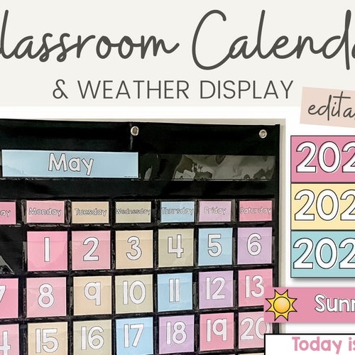 Classroom Calendar and Weather Display PASTELS Editable - Etsy