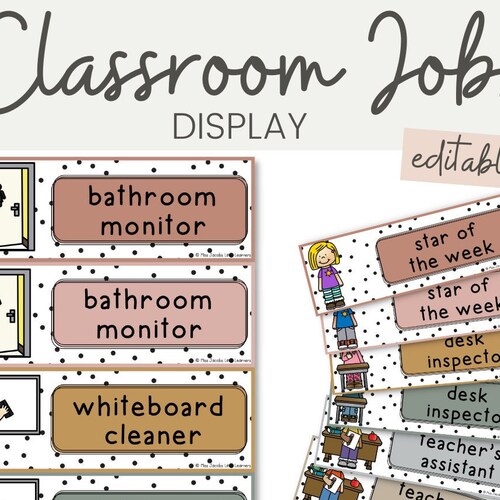 Classroom Job Display SPOTTY BOHO Editable - Etsy