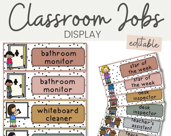 Classroom Job Display | SPOTTY BOHO | Editable - Etsy