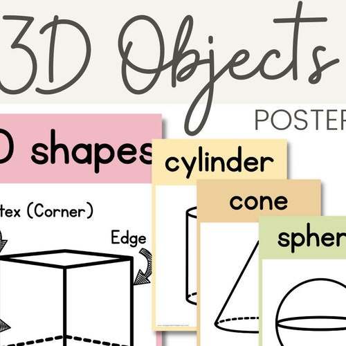 3D Objects / 3D Shapes Posters PASTELS - Etsy