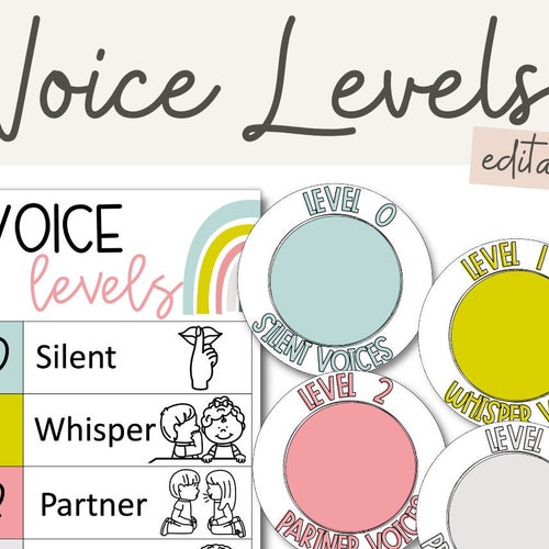 Modern Rainbow Voice Noise Level Display EDITABLE Classroom - Etsy