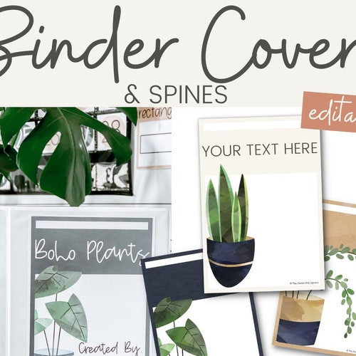 Boho Tropics Binder Covers editable - Etsy