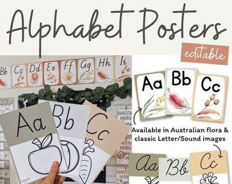 Cursive Alphabet Posters Rainbow Watercolor Classroom Decor - Etsy
