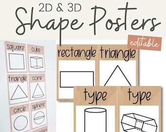 2D and 3D Shapes Posters for the Classroom Watercolor - Etsy