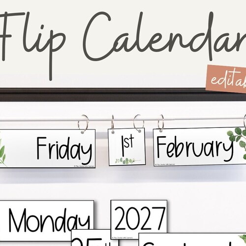 Flip Calendar Botanical Modern Farmhouse Themed Classroom - Etsy
