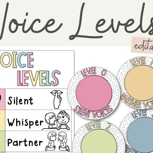 Boho Rainbow Voice Noise Level Display EDITABLE Classroom - Etsy