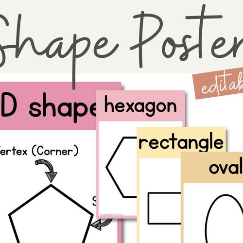 2D Shape Posters Groovy PASTELS Calming Pastel Classroom - Etsy