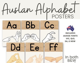 Auslan australian Sign Language Alphabet Printable Posters A4 Printable ...