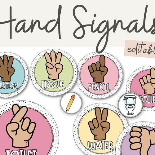 Hand Signals Posters SPOTTY PASTELS Classroom Decor - Etsy