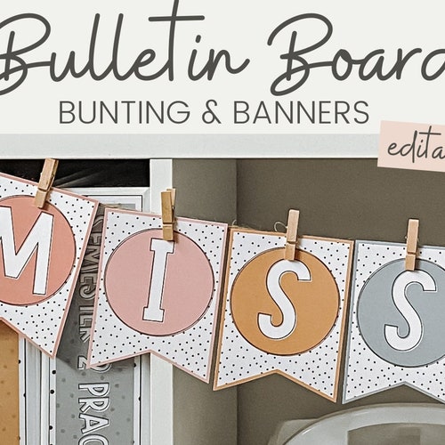 BOHO Classroom Display Headers Editable Bulletin Board - Etsy
