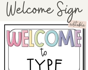 Editable Pastel Rainbow Watercolor Door Decor Welcome Sign - Etsy