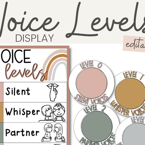 Boho Rainbow Voice Noise Level Display EDITABLE Classroom - Etsy Boho Rainbow Voice Noise Level Display EDITABLE Classroom - Etsy