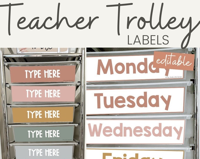 Teacher Trolley Labels | SIMPLE BOHO | Editable - Etsy UK