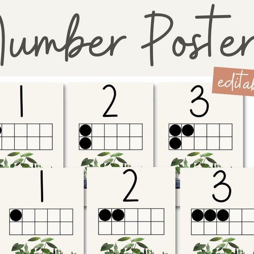 Number Posters Ten Frame RAINBOW BRIGHTS - Etsy