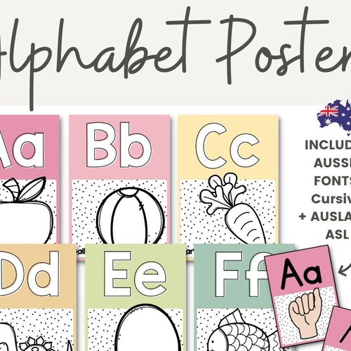 Alphabet Posters SPOTTY PASTELS Muted Rainbow Decor - Etsy