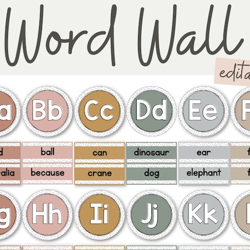 BOHO RAINBOW Word Wall Editable Neutral Rainbow Classroom - Etsy