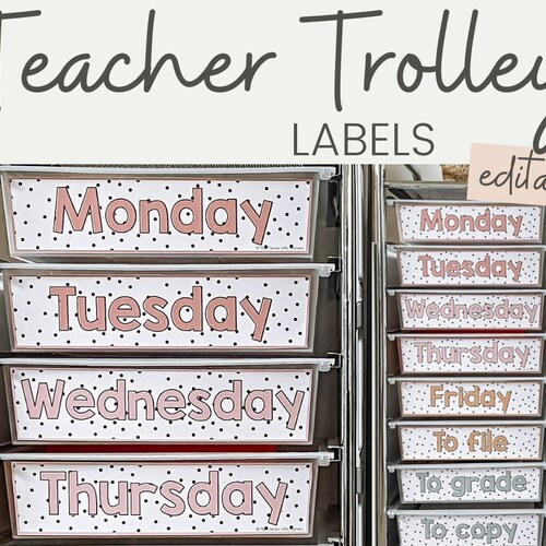 Teacher Trolley Labels 10 Drawer Cart Labels SPOTTY - Etsy