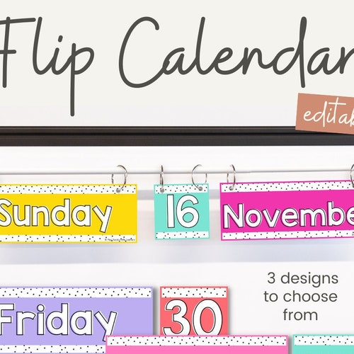 Flip Calendar Spotty Brights Classroom Decor Rainbow - Etsy
