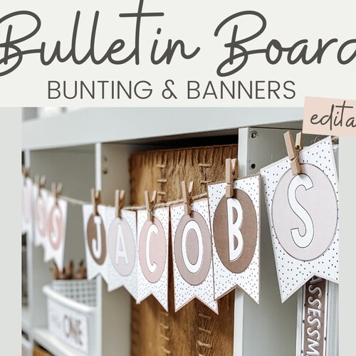 Bulletin Board Bunting SPOTTY BOHO Editable - Etsy