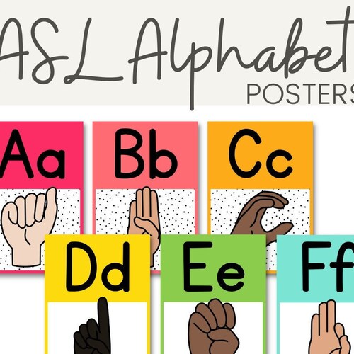 ASL american Sign Language Alphabet Posters BRIGHTS - Etsy
