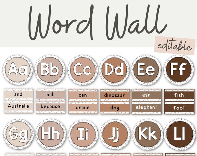 Printable Calm Colors Word Wall Labels, Word Wall Banners, Alphabet ...