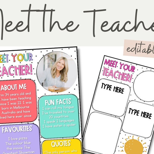 Meet the Teacher SPOTTY BRIGHTS Editable - Etsy