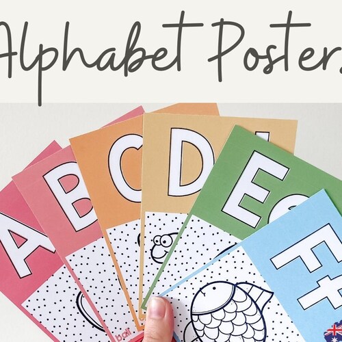 Alphabet Posters SPOTTY PASTELS Muted Rainbow Decor - Etsy