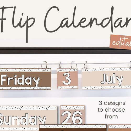 Flip Calendar Spotty Neutrals Ombre Classroom Themed Decor - Etsy