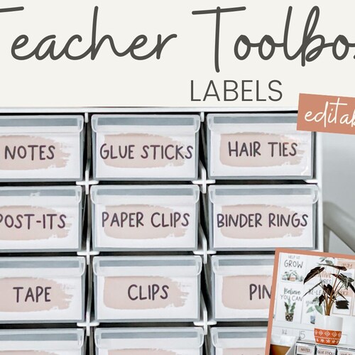 Modern Boho Plants Teacher Toolbox Labels Editable Rustic - Etsy
