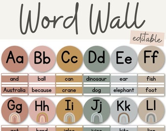 Boho Rainbow Word Wall Digital Download Spring Classroom Decor Rainbow ...