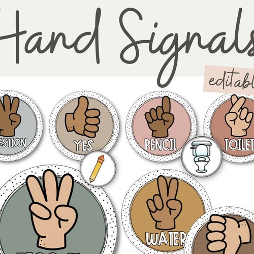 Hand Signals Posters SPOTTY NEUTRALS Classroom Decor - Etsy