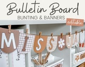 Bunting and Display Banners Daisy Gingham Neutrals Classroom - Etsy
