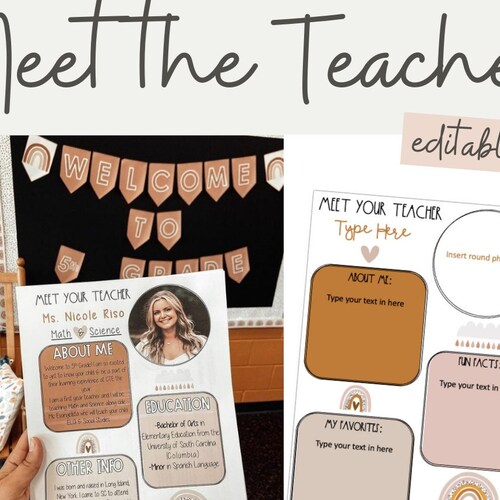 BOHO RAINBOW Meet the Teacher Editable Neutral Classroom - Etsy