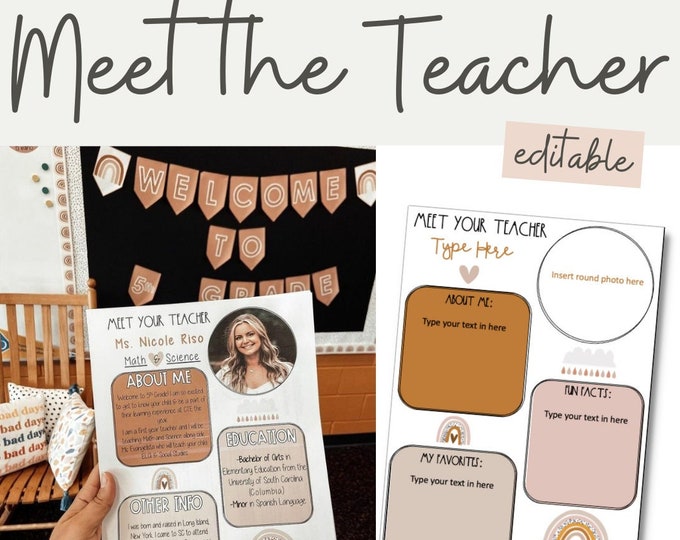BOHO RAINBOW Birthday Chart | Editable | Neutral Rainbow Classroom ...