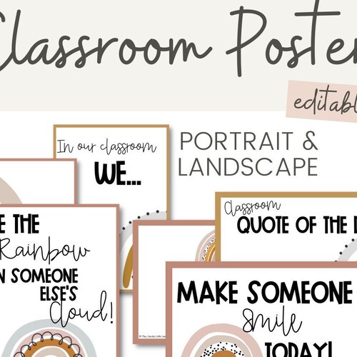 BOHO RAINBOW Alphabet Posters Editable Neutral Rainbow - Etsy